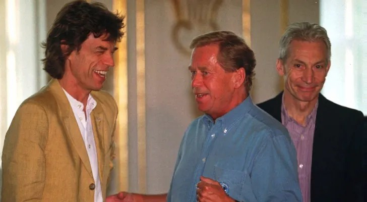 Vaclav Havel meets The Rolling Stones in Prague.
